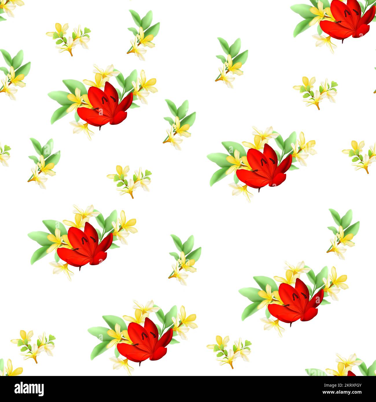 Modern big floral seamless pattern. Digital drawn illustration. Can be ...