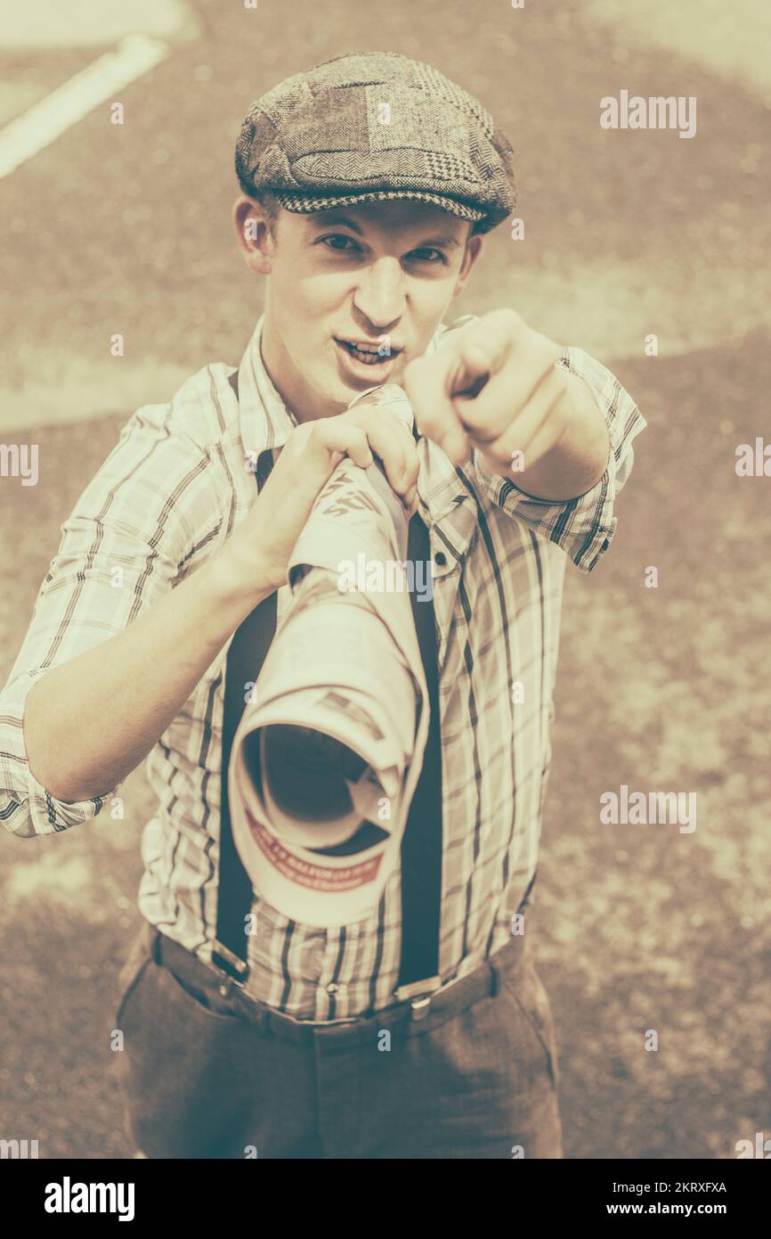 Paper boy shouting hi-res stock photography and images - Alamy