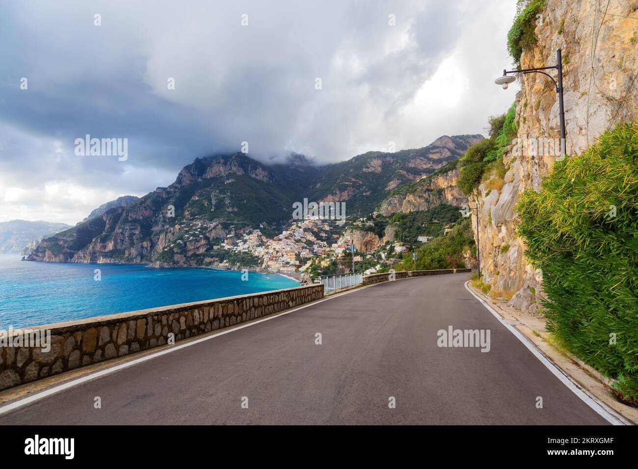 Scenic Road on Rocky Cliffs and Mountain Landscape by the Sea. Amalfi ...