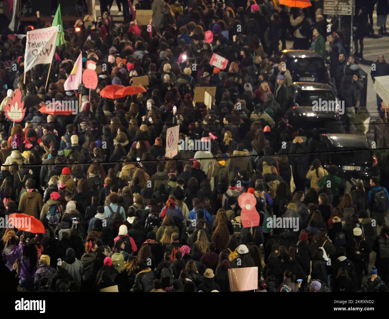 ROME, ITALY - NOVEMBER 26 2022 - Thousands join feminist march against ...