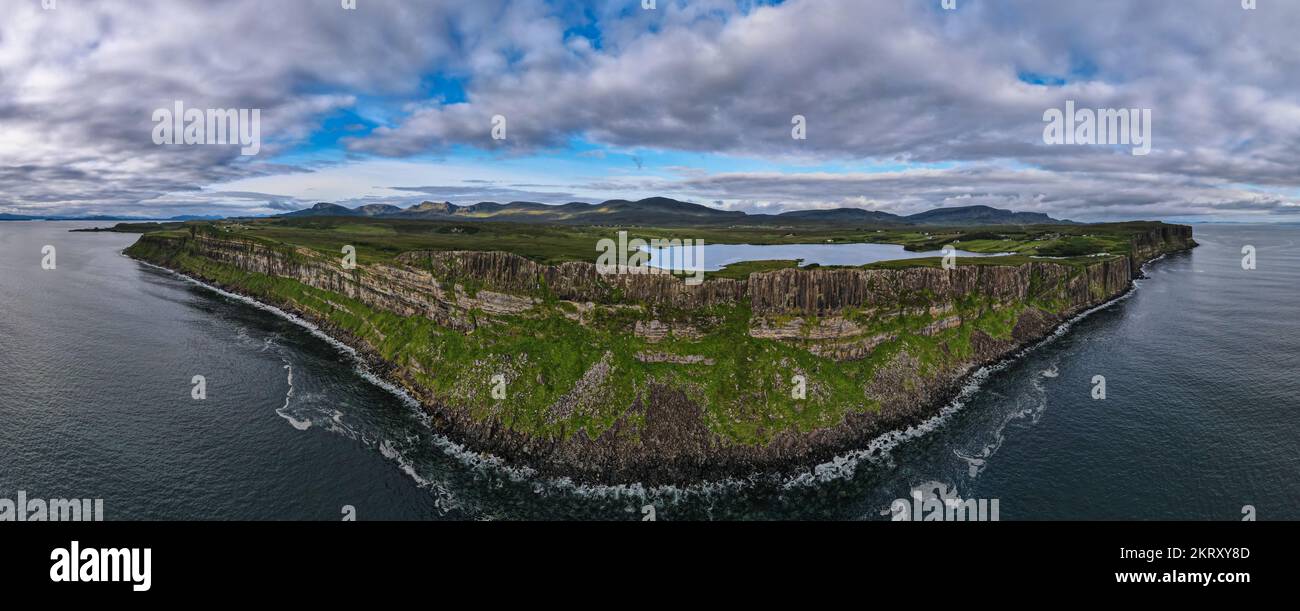 Aerial panoramic view of the scotish highlands Isle of Skye in northern ...