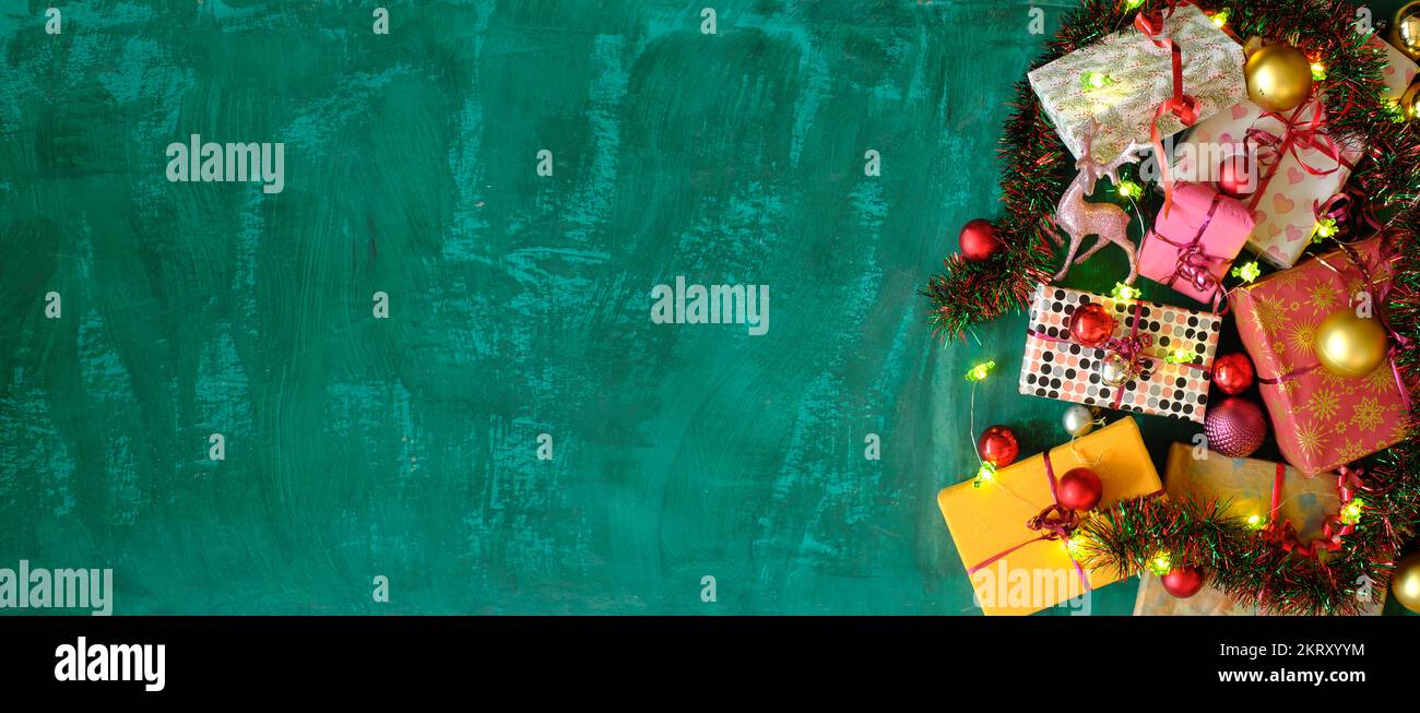 christmas gifts, flat lay ,wrapped presents, merry christmas,christmas ...