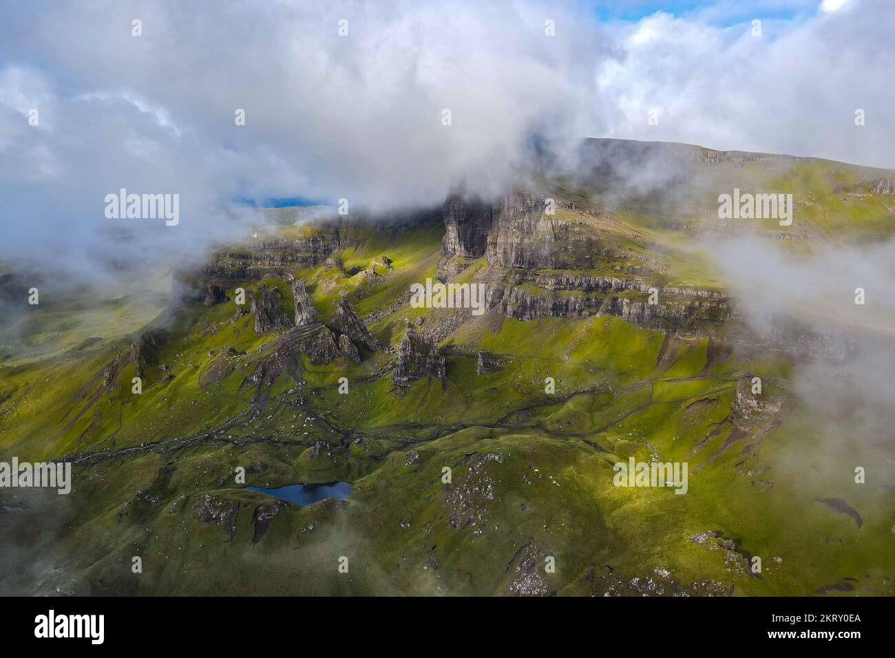 Aerial panoramic view of the scotish highlands Isle of Skye in northern ...