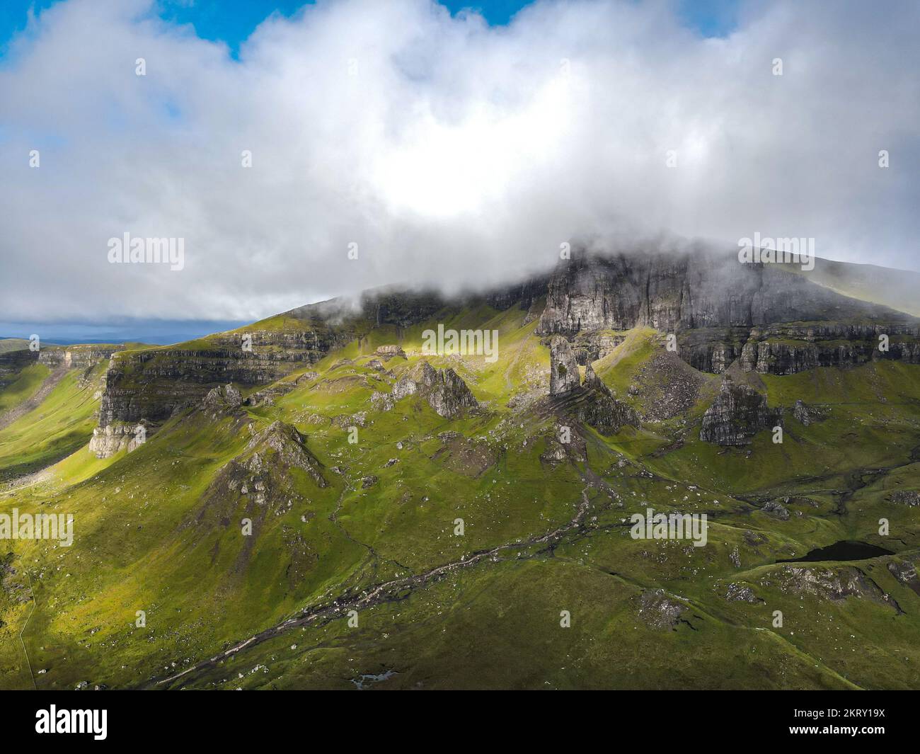 Aerial panoramic view of the scotish highlands Isle of Skye in northern ...