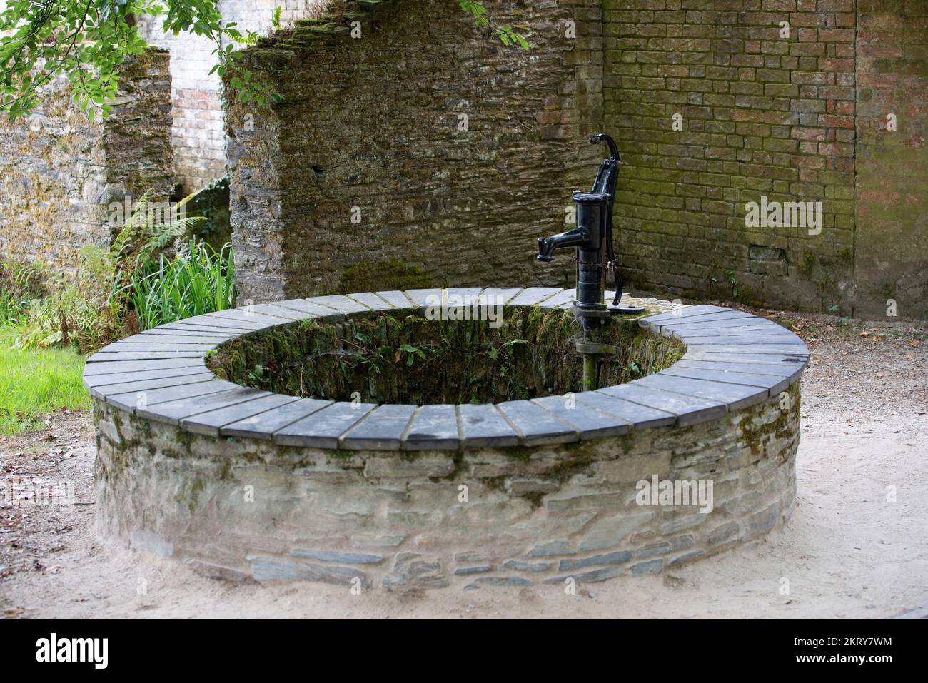 Vintage water pump at Ancient well in European village Stock Photo - Alamy