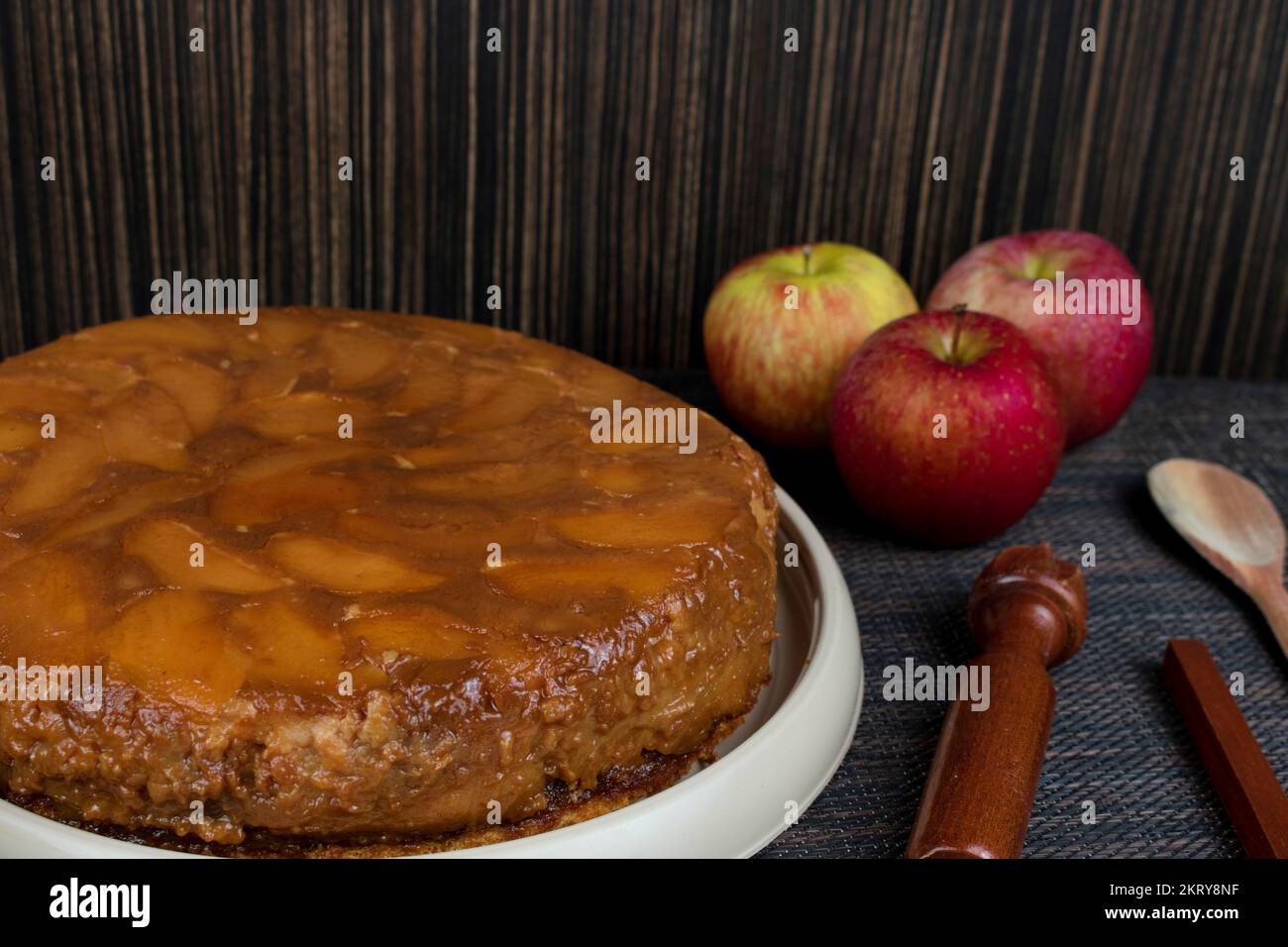 Brazilian apple pie, sweet very famous in Brazil on the wood table ...