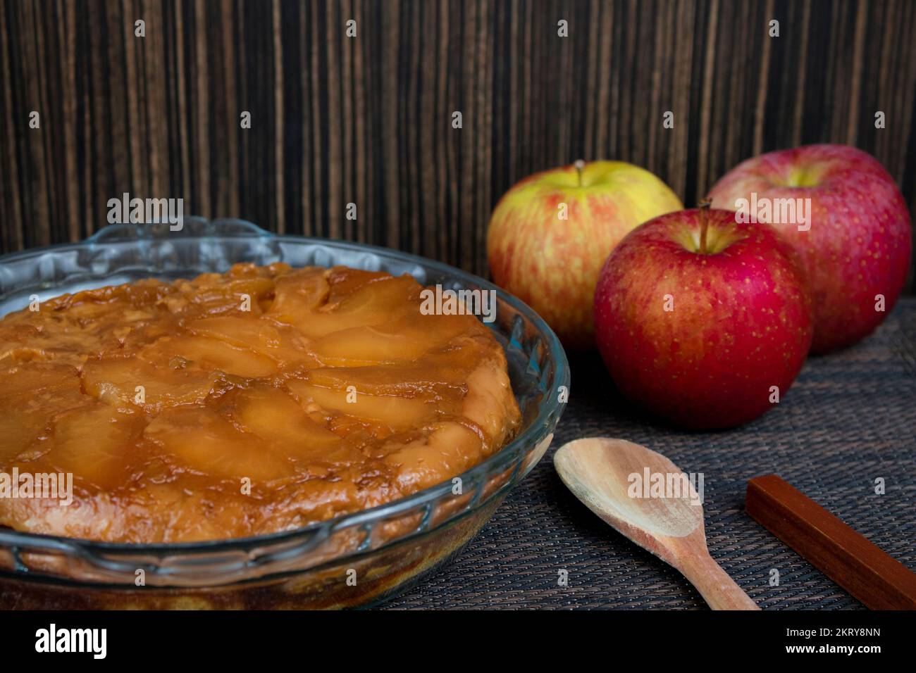 Brazilian apple pie, sweet very famous in Brazil on the wood table ...