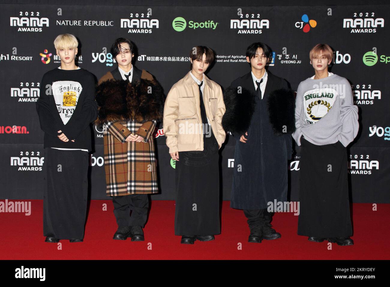 Osaka, Japan. 29th Nov, 2022. K-pop group TOMORROW X TOGETHER attend a ...