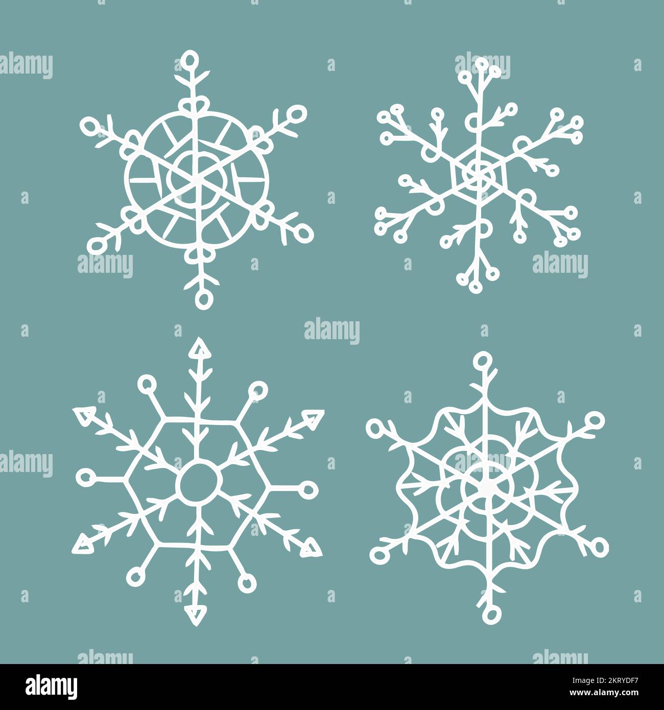 Set of white snowflakes for Christmas and New Year design. For postcard ...