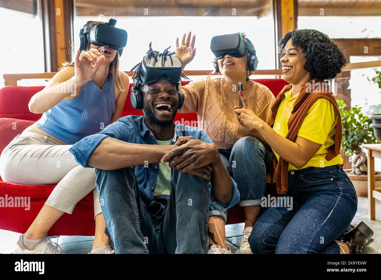 portrait of a team of gamers, young people and different influencers ...