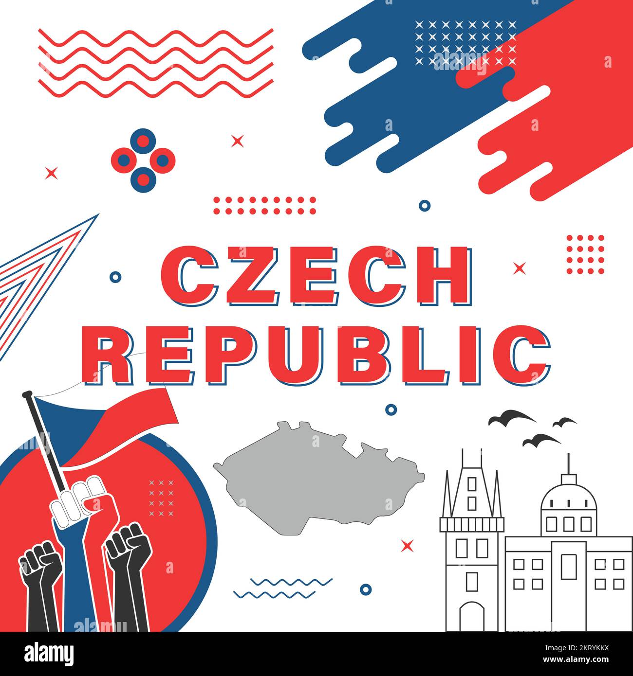 Czechia or Czech republic national day banner for Independence day with ...