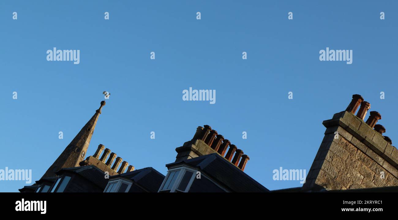 Rooftops , spires and monuments in Peterhead Stock Photo - Alamy