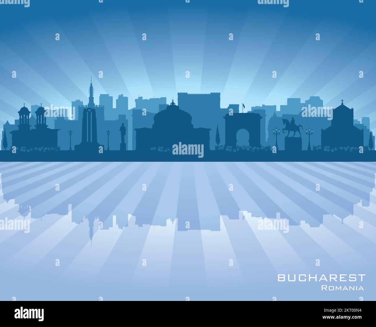 Bucharest Romania city skyline vector silhouette illustration Stock ...