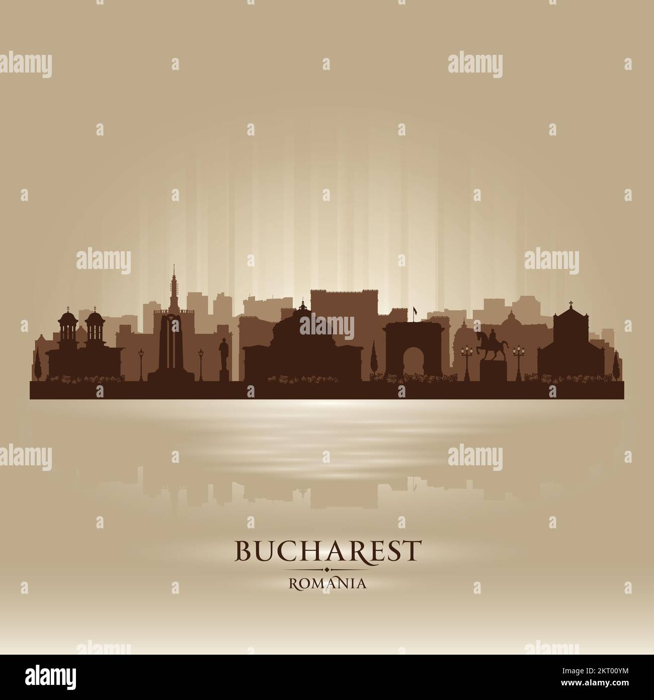 Bucharest Romania city skyline vector silhouette illustration Stock ...