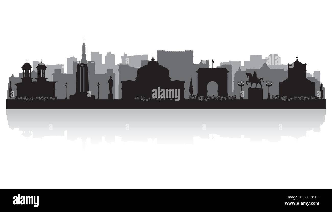 Bucharest Romania city skyline vector silhouette illustration Stock ...