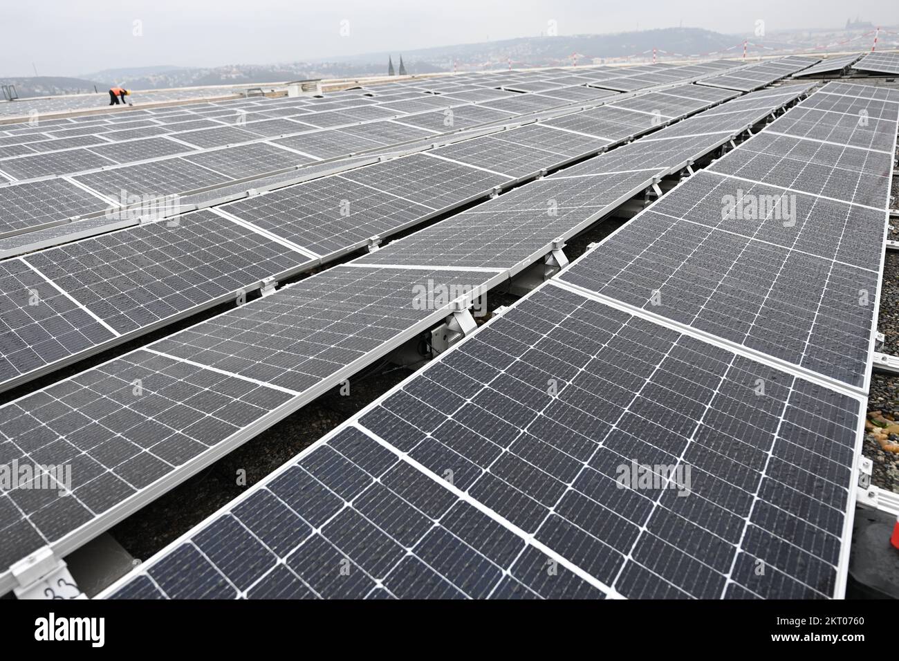 Photovoltaic plant on the roof of prague congress centre hi-res stock ...