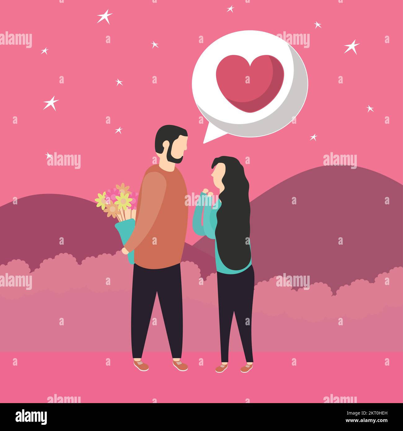 lovers couple with heart characters Stock Vector Image & Art - Alamy