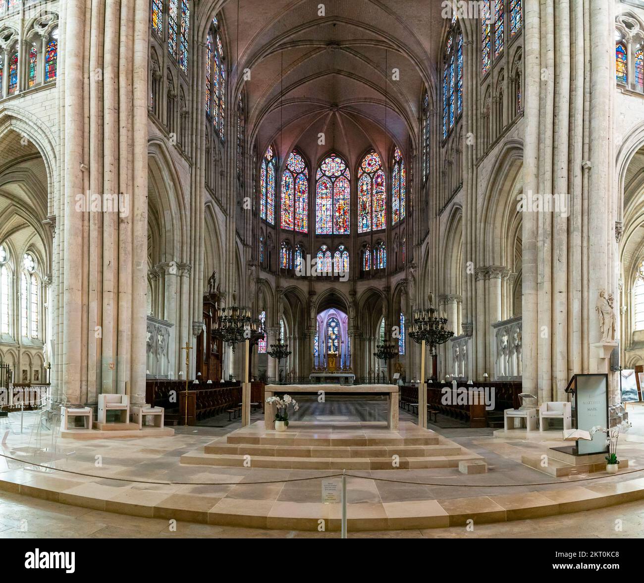 Troyes, France- 13 September, 2022: view of the main altar and central ...