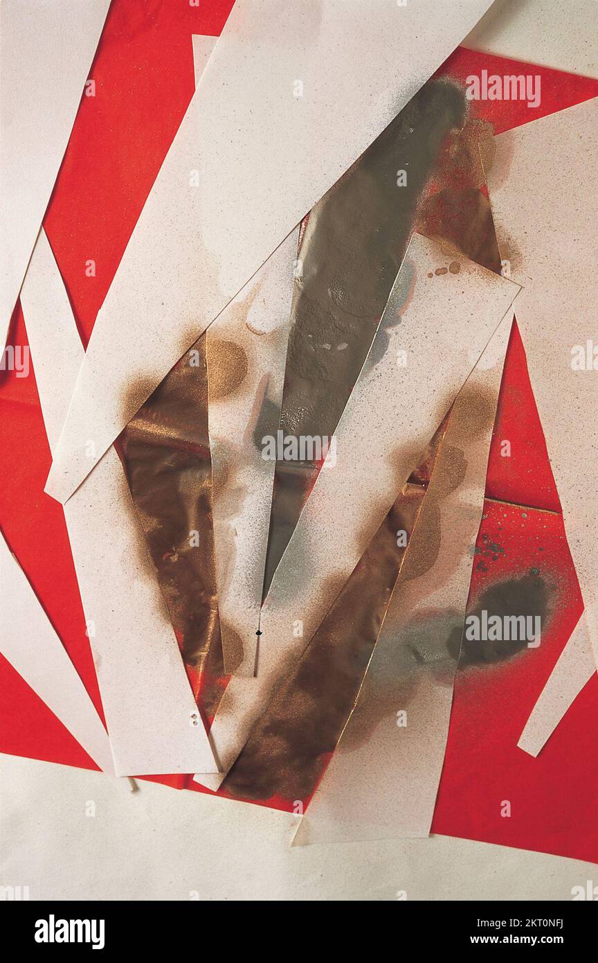 Red tissue paper sprayed with gold and silver paints Stock Photo - Alamy