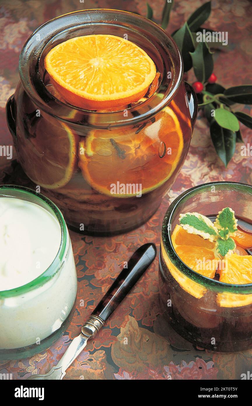 Dried-Fruit Rumtopf preserve in glass jars Stock Photo - Alamy