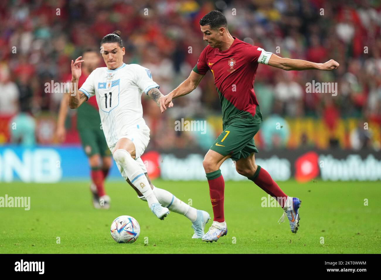 Cristiano Ronaldo and of Portugal and Darwin Nunez of Uruguay during the FIFA World Cup Qatar ...