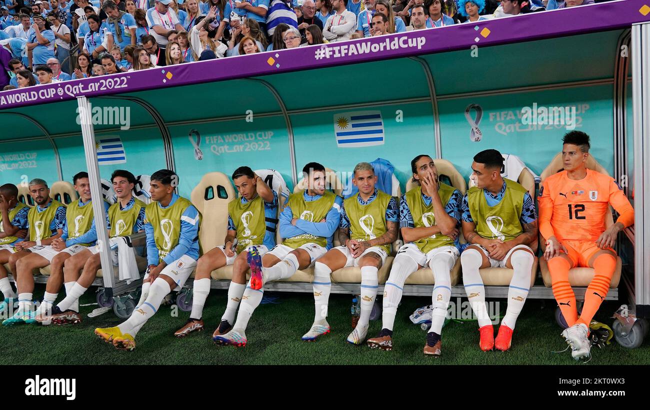 Uruguay bench during the FIFA World Cup Qatar 2022 match, Group H ...