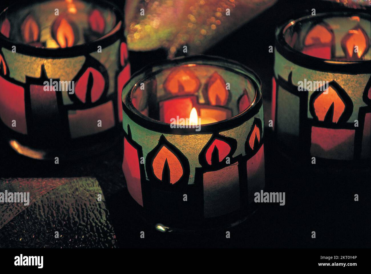 Stained Glass Candle holders Stock Photo - Alamy