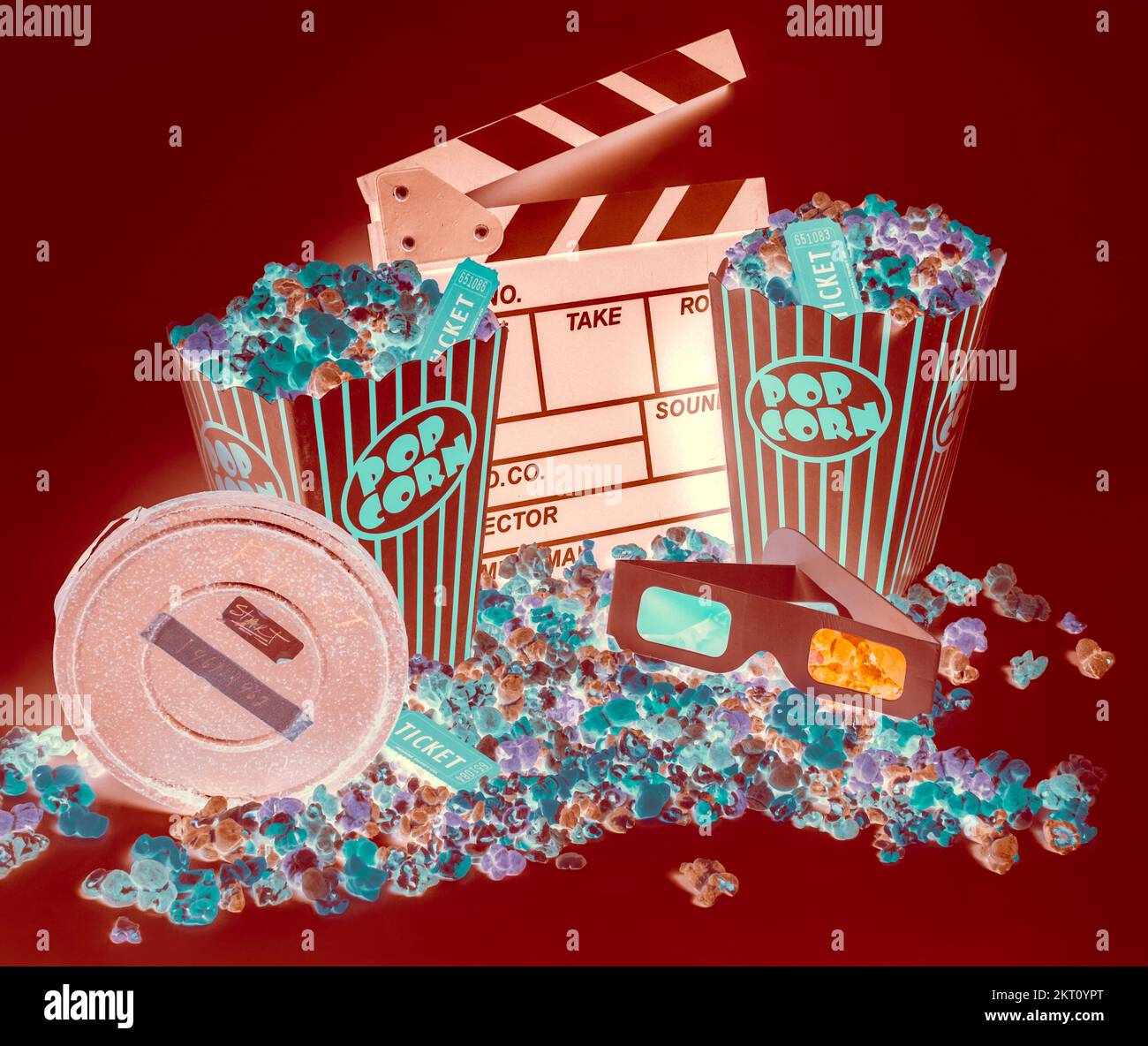 Retro cinema still life on a film festival of negative effects and ...