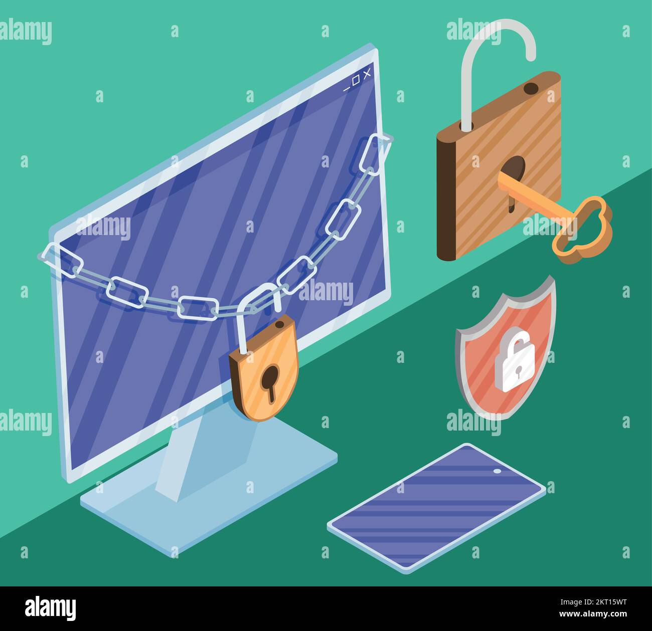 cyber security in desktop icons Stock Vector Image & Art - Alamy