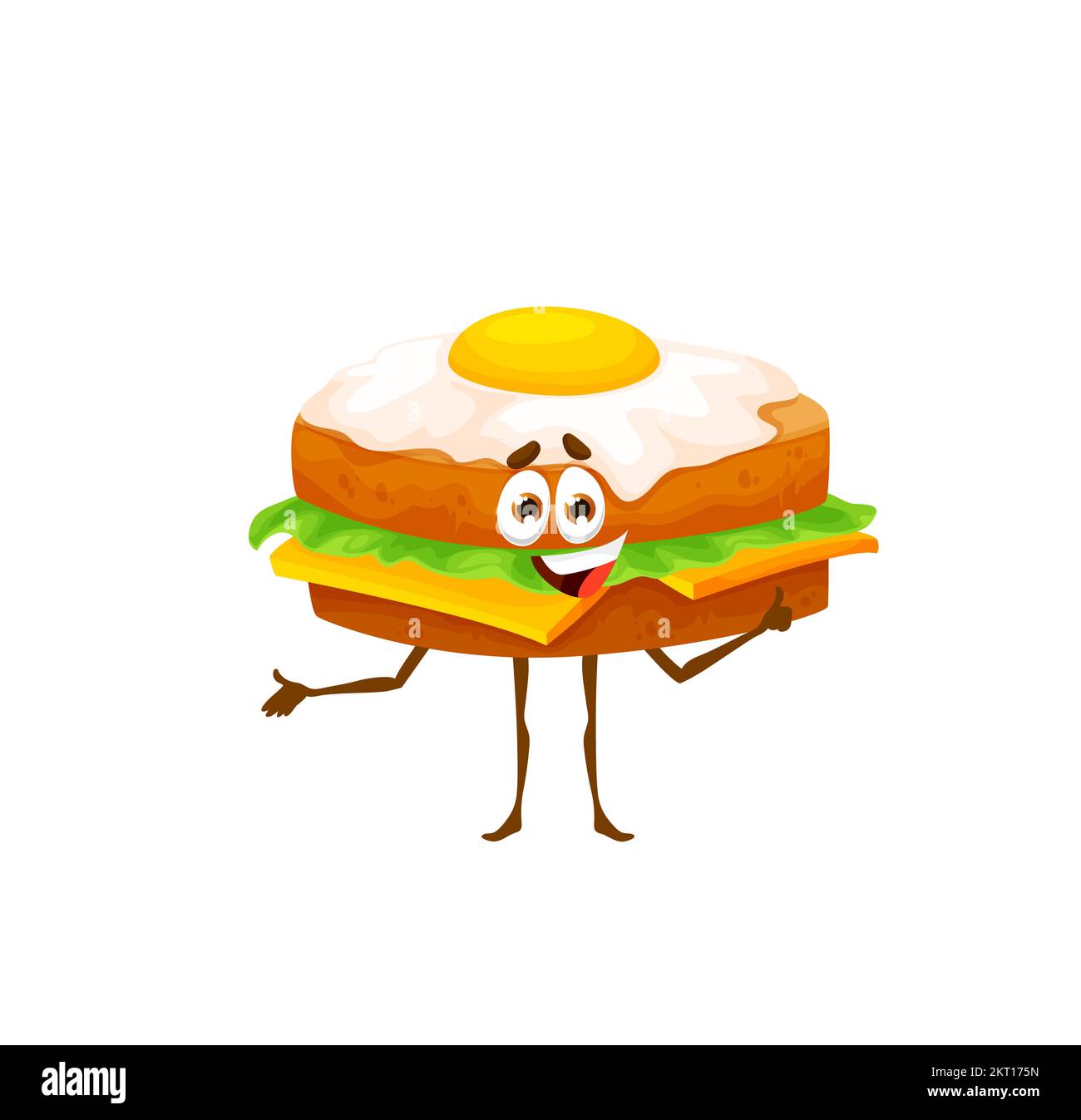 Cartoon burger with egg funny character. Kawaii vector fast food ...
