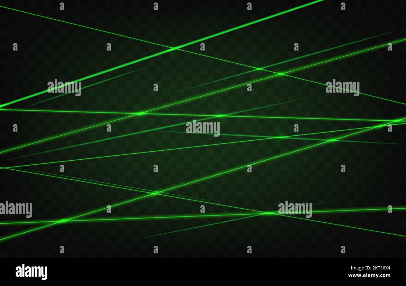 Green laser beams and lights realistic background. Security system ...