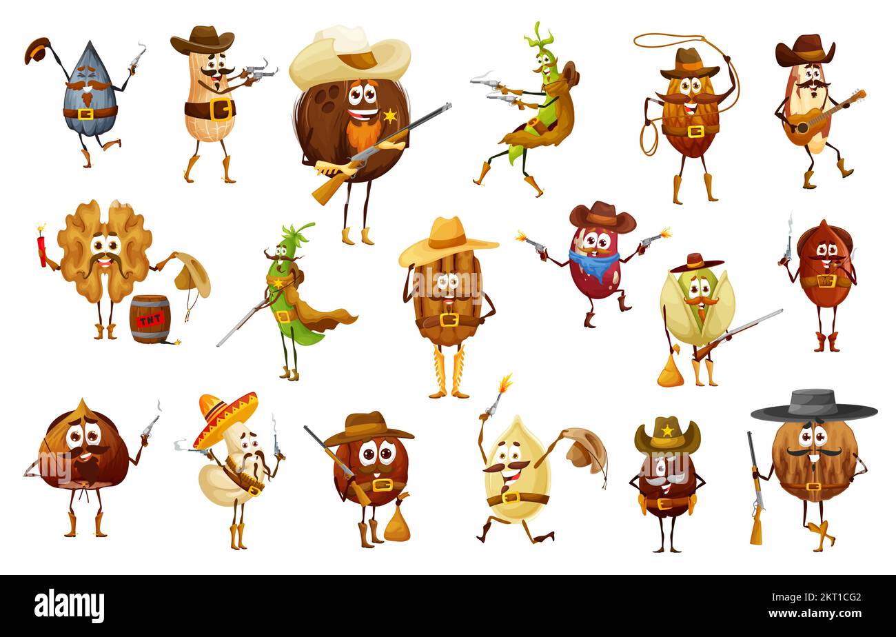 Nuts and beans cowboy, sheriff, ranger, robber and bandit characters ...