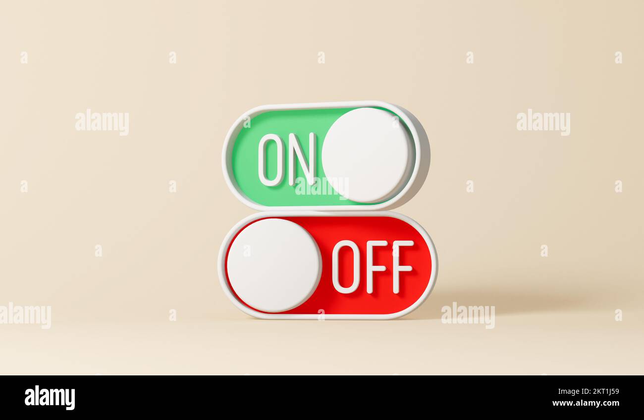 red and green on and off toggle switches. 3D Rendering Stock Photo - Alamy
