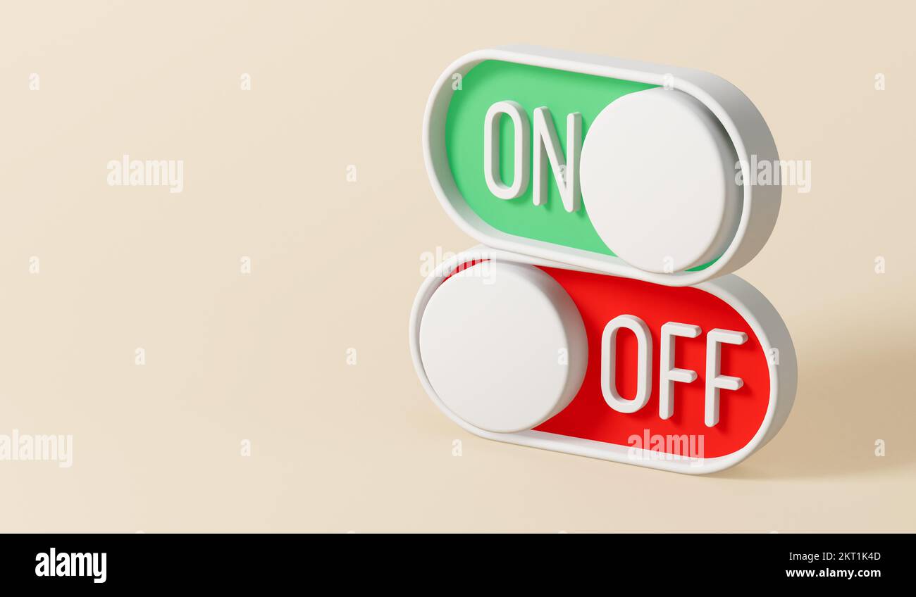 red and green on and off toggle switches. 3D Rendering Stock Photo - Alamy