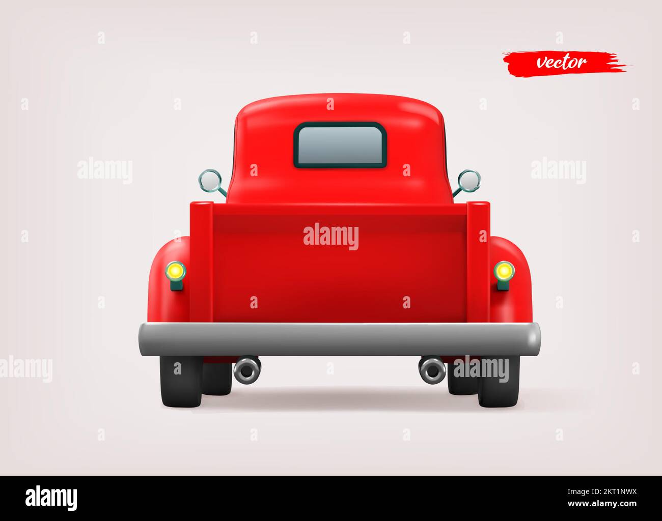 Vintage red car isolated. Realistic vector illustration. View of the ...