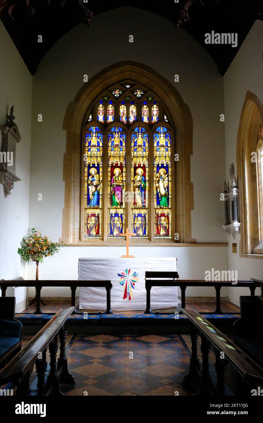 The aisle and altar at St. Marys Parish Church, Netherbury, Dorset, UK ...