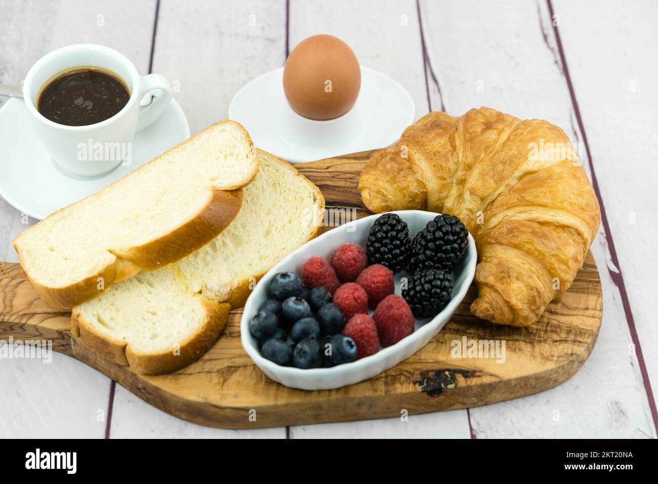Breakfast with bread egg and coffee Stock Photo - Alamy