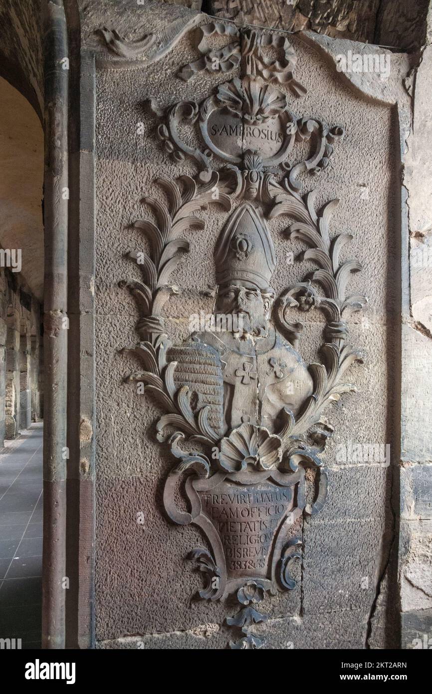 Great close-up view of a 18th century Baroque relief carved out of ...