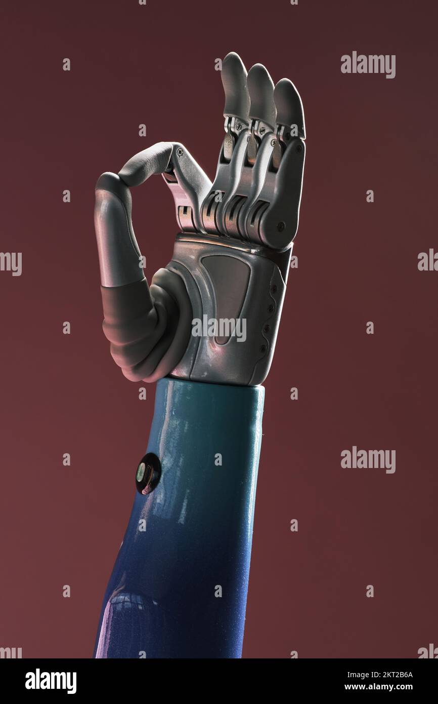 Prosthetic hand for people with disability showing ok sign Stock Photo ...