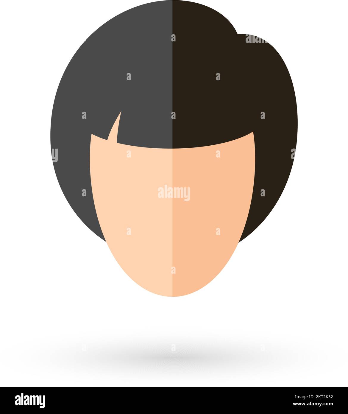 Woman Faceless Head Avatar Icon with Black Hairstyle. Illustration with ...