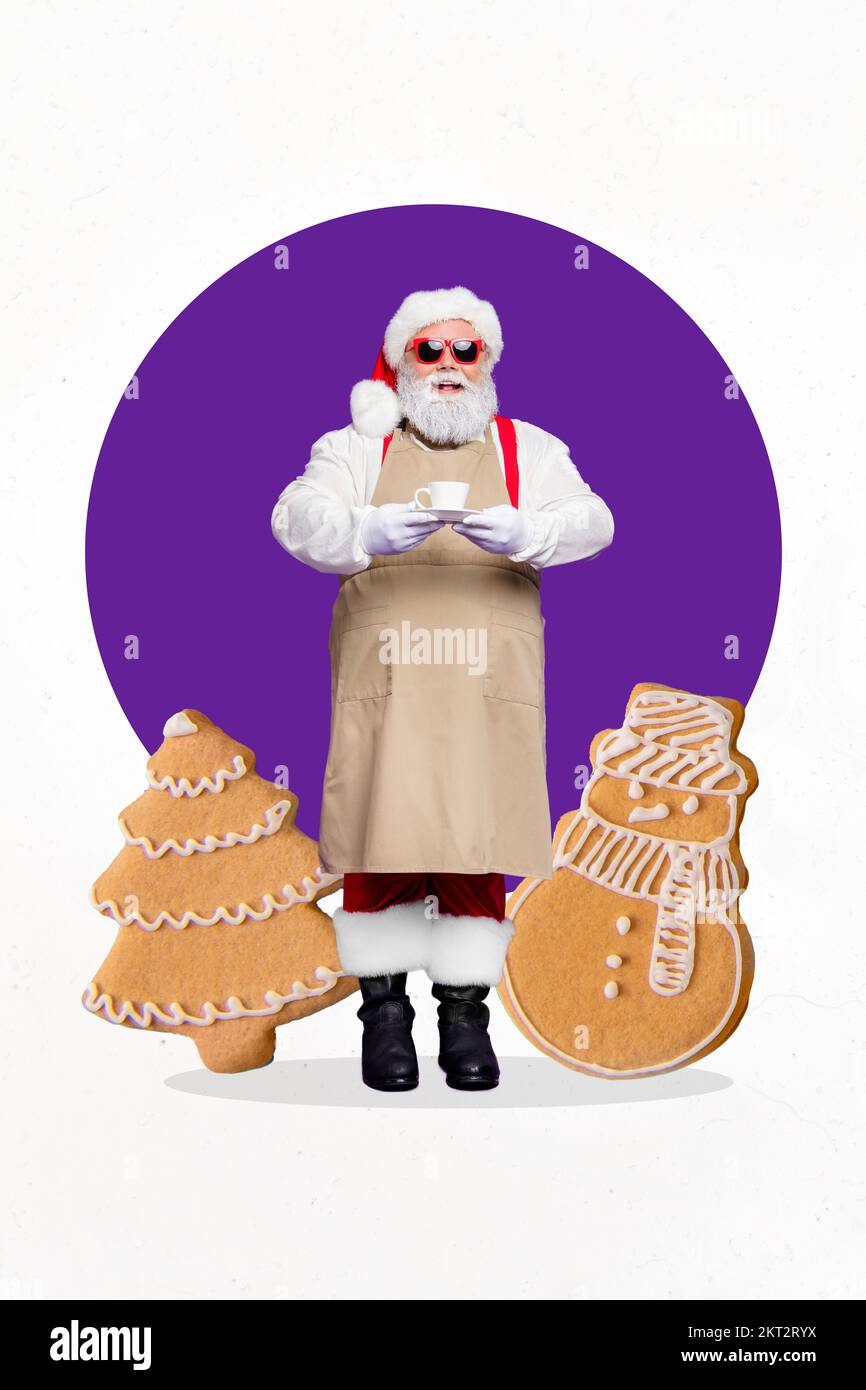 Creative photo 3d collage postcard poster picture card of santa ...