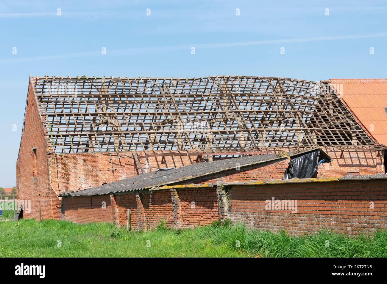 The roof framework of an old stable on a farm Stock Photo - Alamy