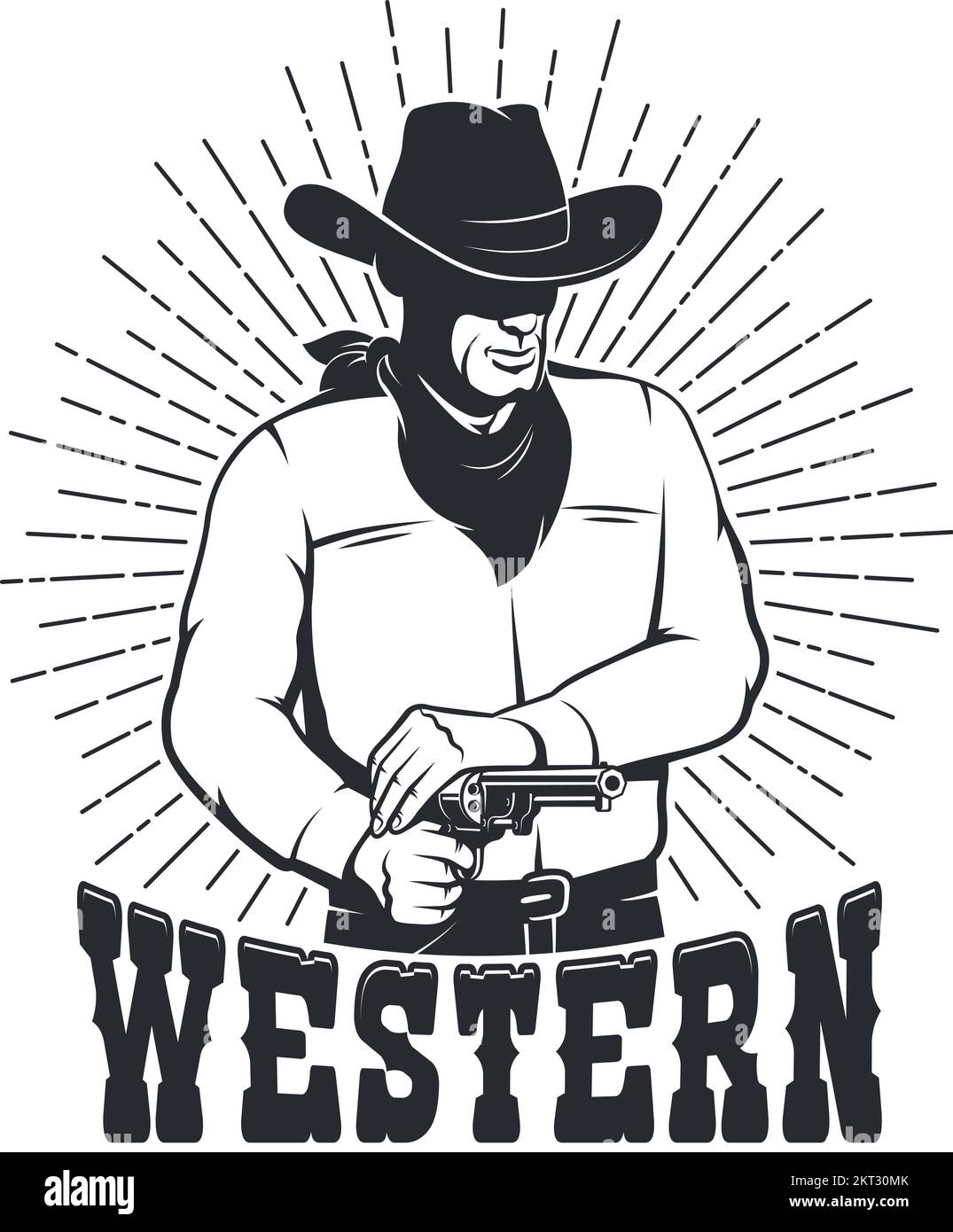Cowboy shoots a pistol - western retro logo Stock Vector Image & Art ...
