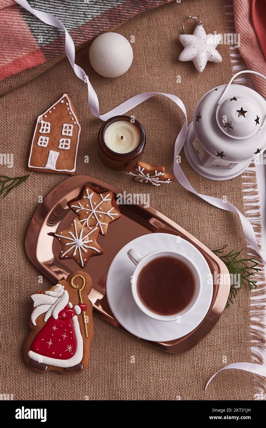 Saint Nicholas Christmas bitten gingerbread cookies and cocoa ...