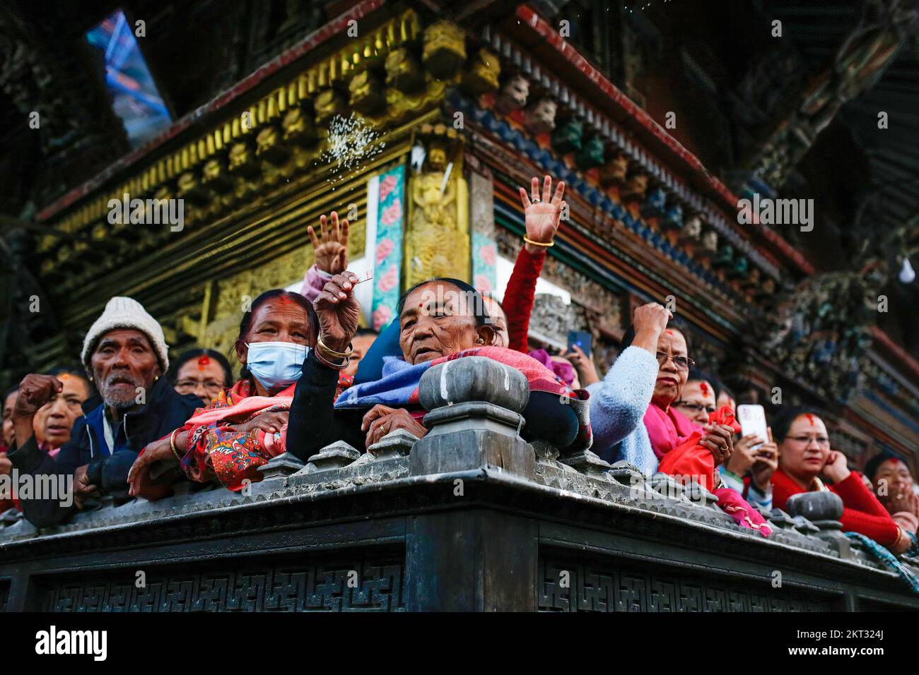Devotees worship the idol of Deity Rato Machindranath, the God of Rain ...