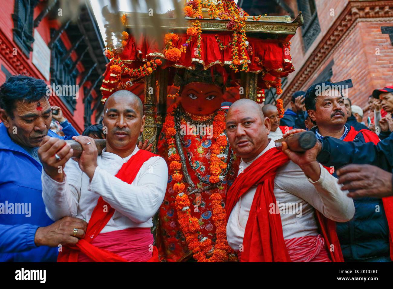 Priests carry the idol of Deity Rato Machindranath, the God of Rain ...