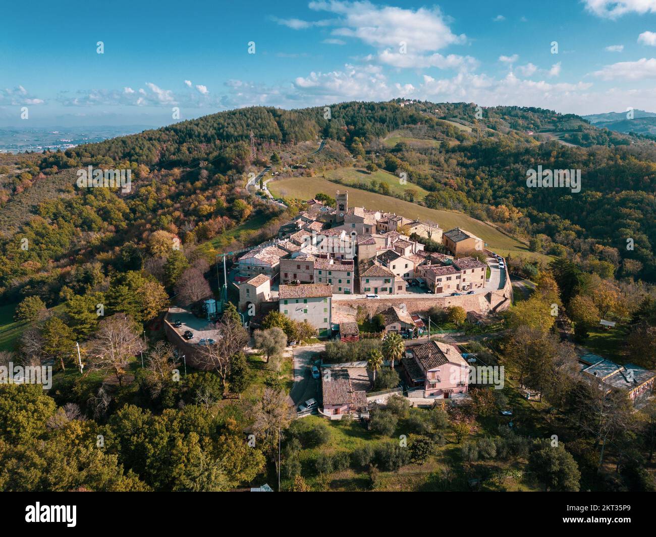 Italy, November 26, 2022: aerial view of the medieval village of ...