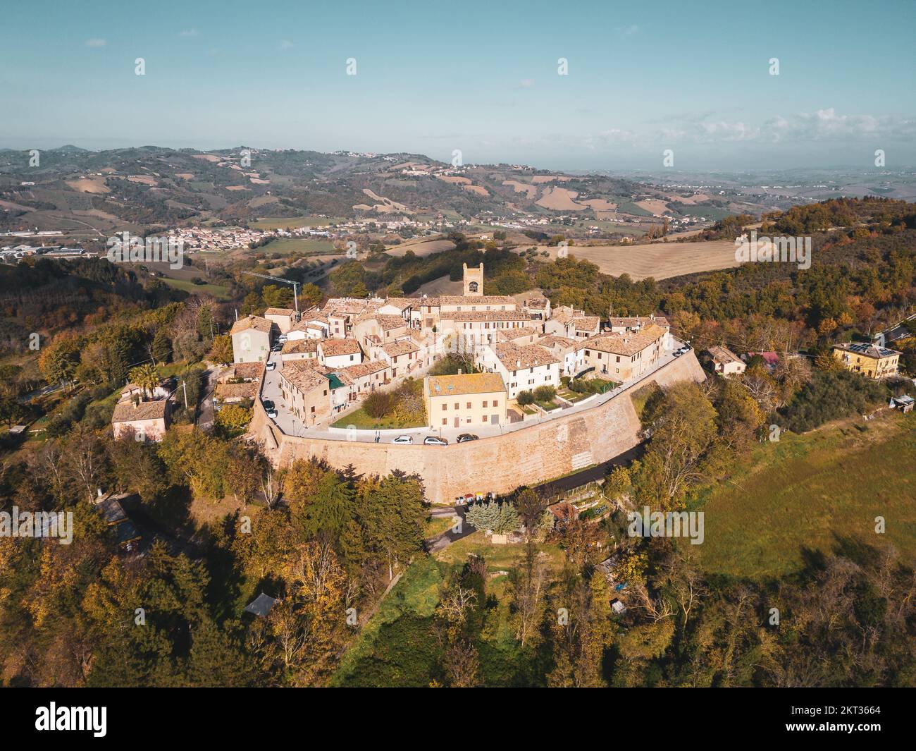 Italy, November 26, 2022: aerial view of the medieval village of ...