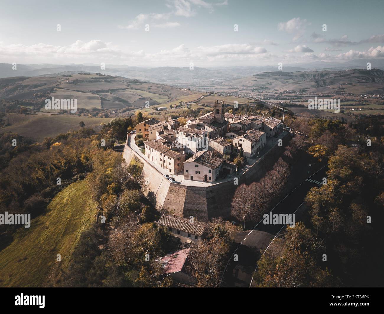 Italy, November 26, 2022: aerial view of the medieval village of ...