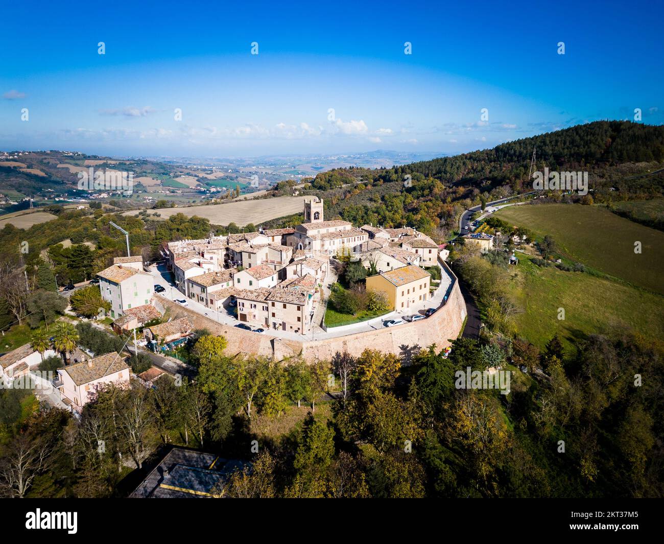 Italy, November 26, 2022: aerial view of the medieval village of ...